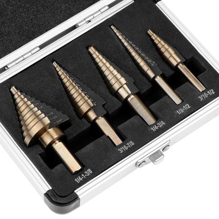 Tatum88 Set Of 5 Hss Stepped Taper Drill Bits, Double Cut, For Wood ...