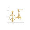 14k Yellow Gold Dolphin Dangle Earrings for Women with Hoop Design ...