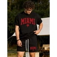 Black Miami Graphic T-Shirt And Shorts Set Mens Casual Two-Piece Outfit ...