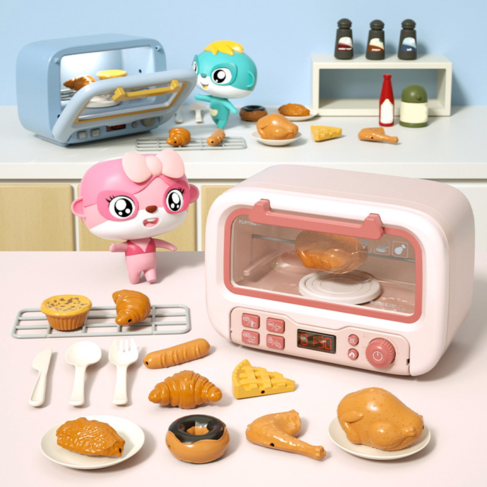 Travelwant 17Pcs/Set Pretend Play Kitchen Toy with Cookware Steam ...