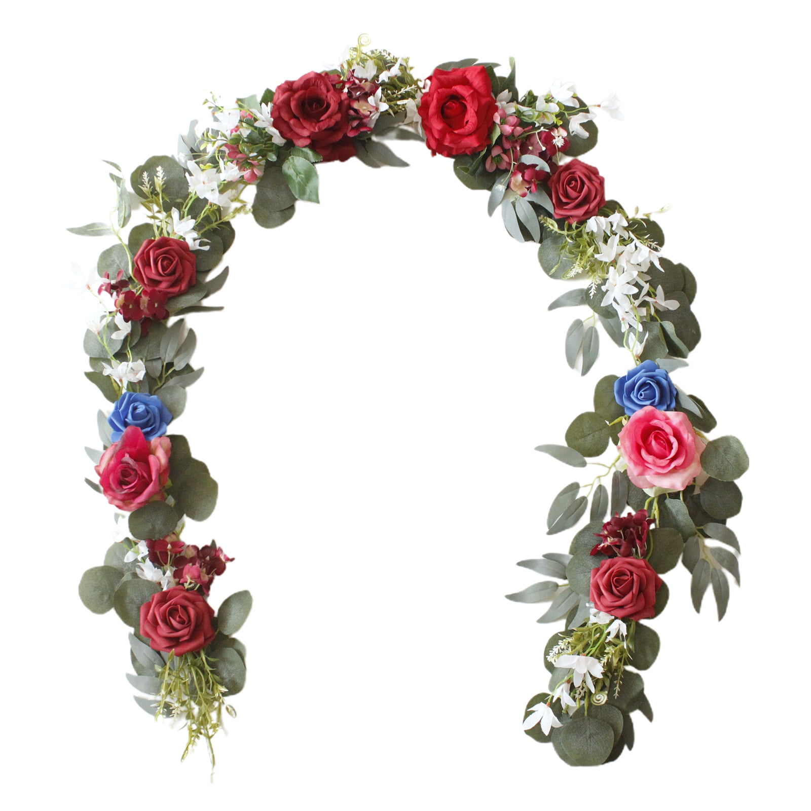 Hapeisy 6.5FT Handcrafted Artificial Rose Flower DIY Garland Greenery ...