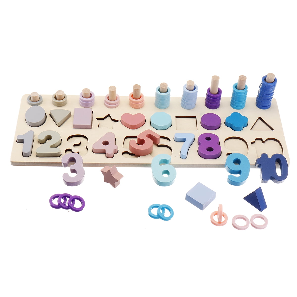 Montessori Rainbow Rings Board Preschool Math Toy Aids Wooden puzzle ...