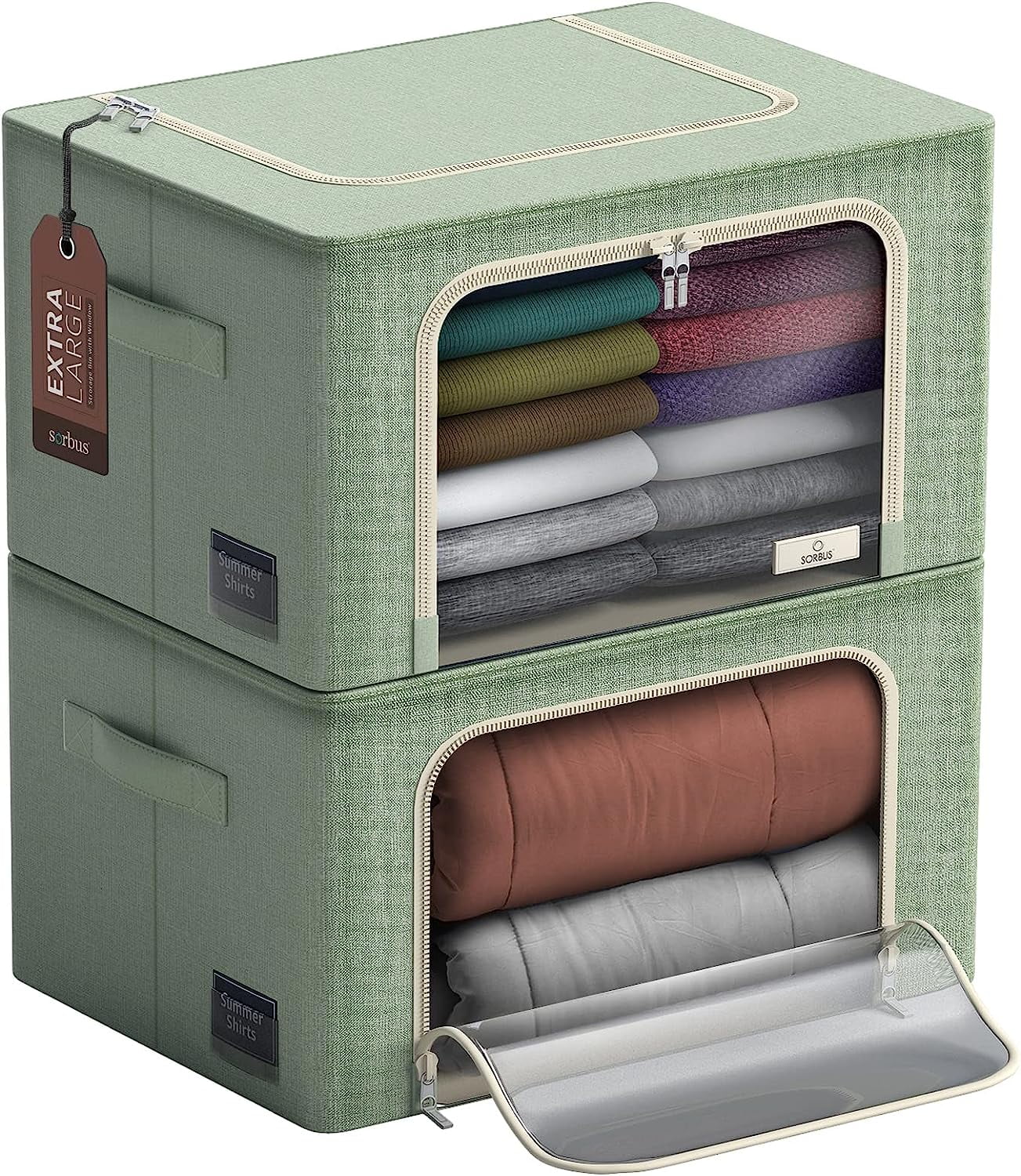 Sorbus Jumbo Storage Bins Stackable Foldable Clothes Organizer