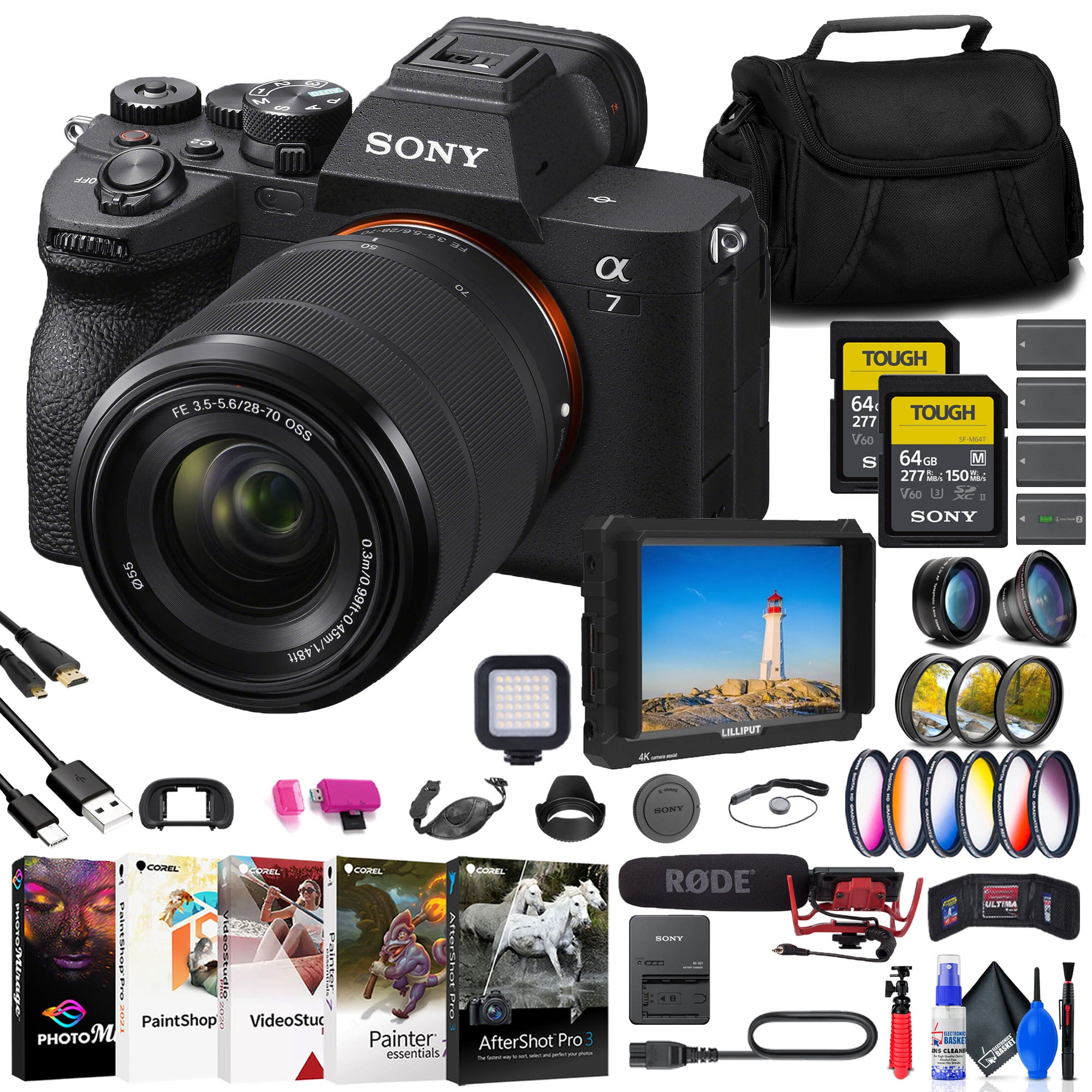 Sony a7 IV Mirrorless Camera with 28-70mm Lens + 4K Monitor + More ...