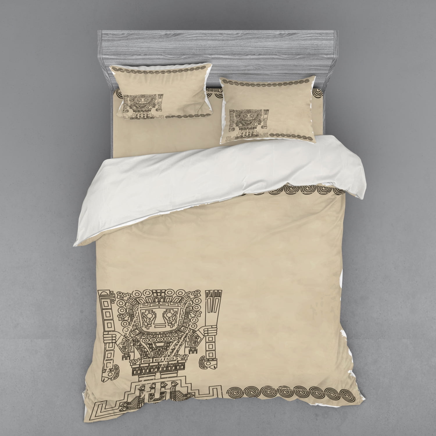 Ambesonne Tribal Bedding Set 4 Pcs, Mayan Relic, Queen, Tan Army Green ...