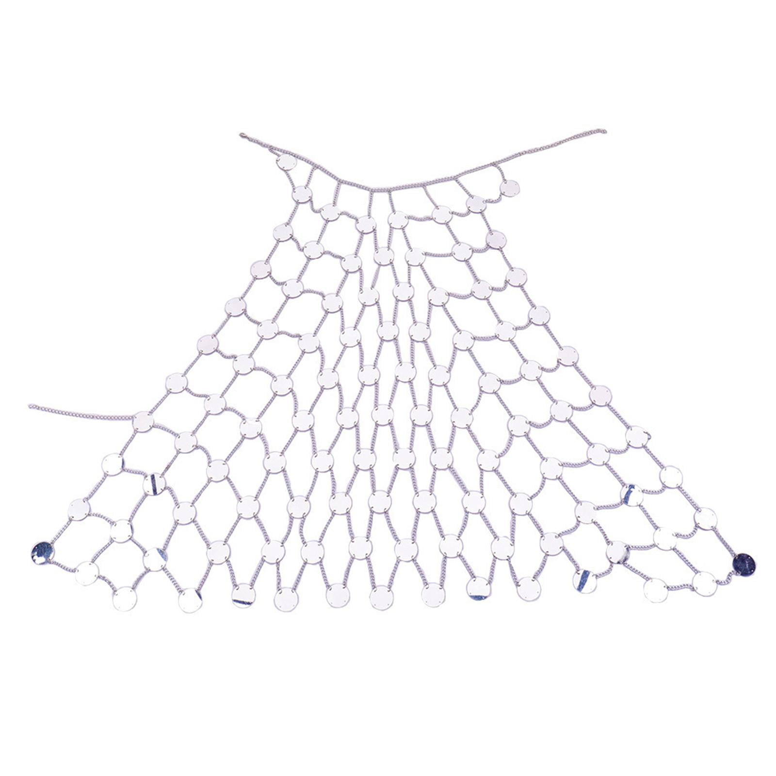 Trendy Sequins Body Chain Dress Harness Halter Backless Costume Party ...