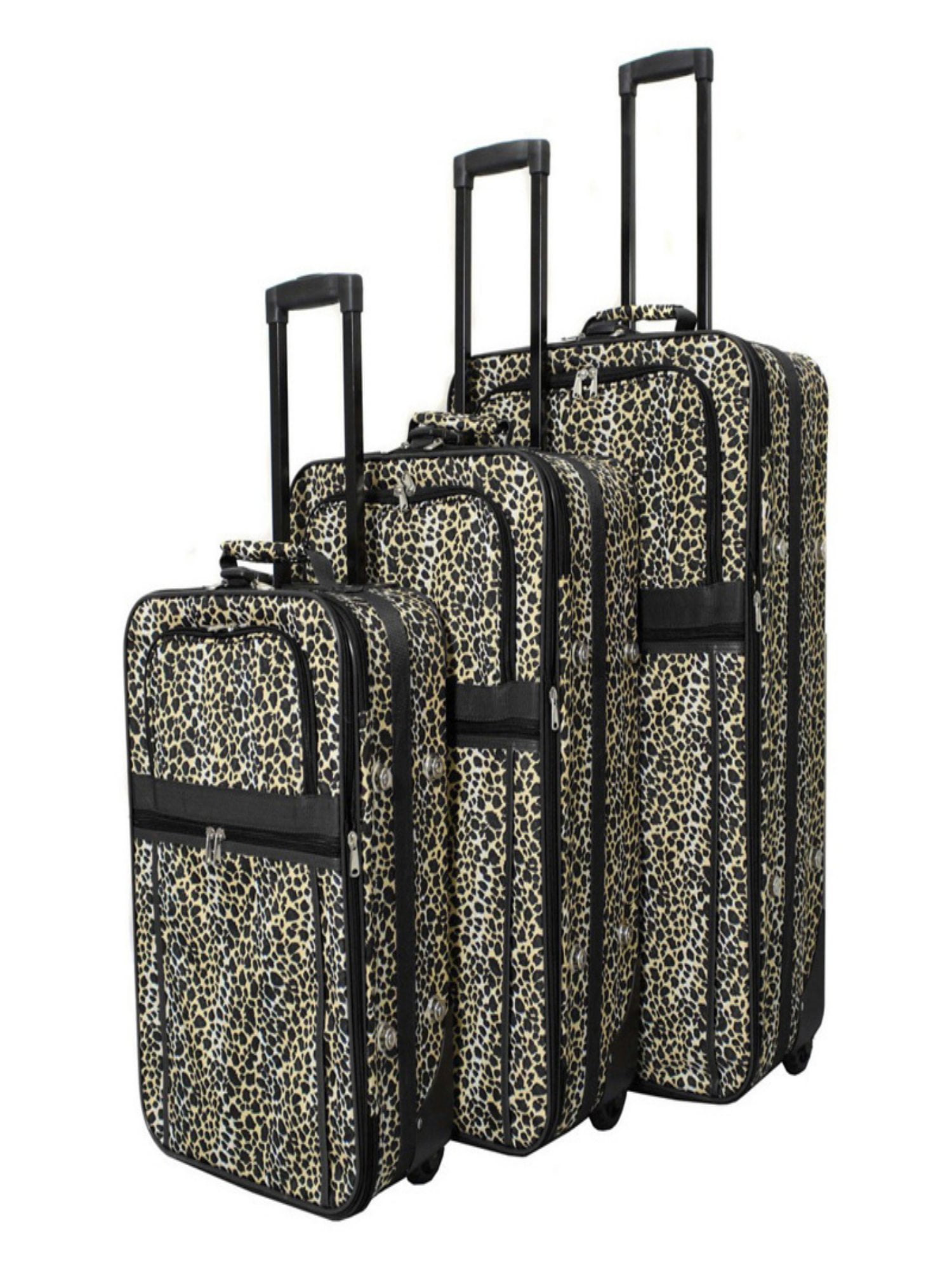 Leopard 3 Piece Expandable Upright Luggage Set - Walmart.com