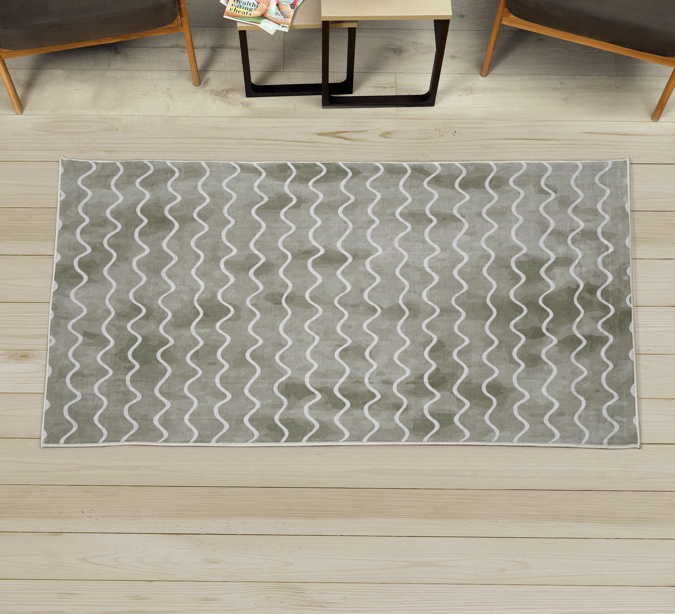 Nautical Decorative Rug, Soft Pastel Colored Ocean Sea Waves Pattern ...
