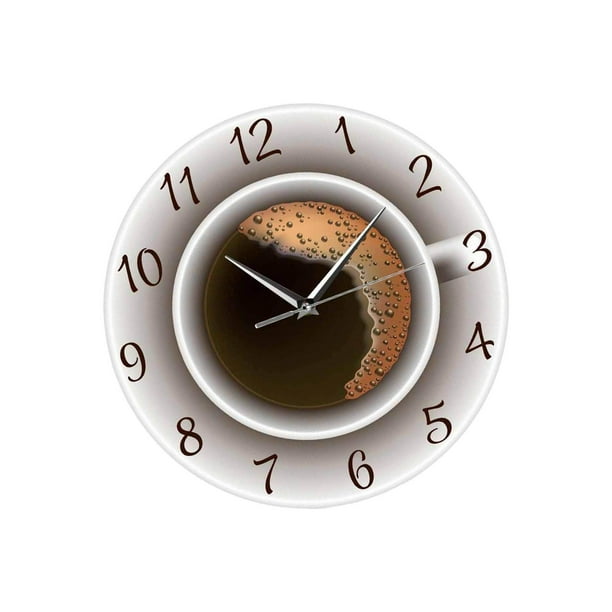thinsony Coffee Cup Wall Clocks 30cm for Bedroom Light Weight Large ...