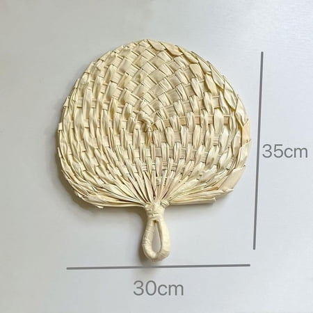 Handmade Fan Natural Braided Palm Leaf Cattail Hand Fan Summer Large ...