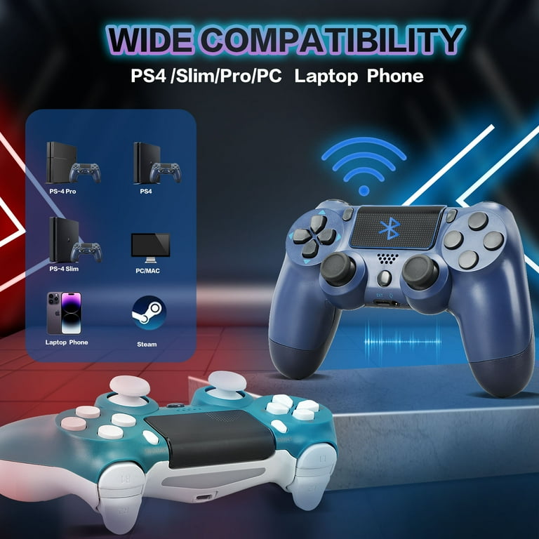 INFISU 2 Packs Wireless Controller for PS4 Bluetooth Playstation 4 Controller Remote Rechargeable Gamepad Compatible with Playstation 4 Slim Pro