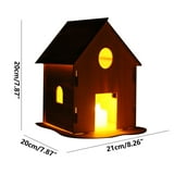 SDJMa 7.48"x7.67"x8.26" Wooden Birdhouse DIY Kits, Unfinished Wood Mini ...