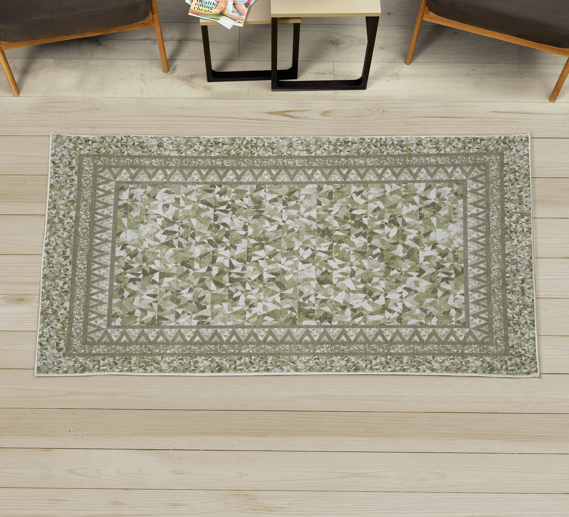 Modern Decorative Rug, Mosaic Look Abstract Polygonal Shapes Diamond ...