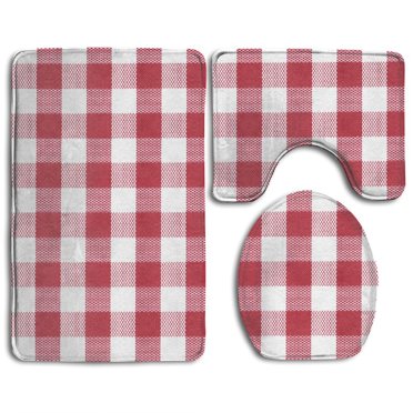 CHAPLLE Custom Rustic Red Black Buffalo Check Plaid 3 Piece Bathroom ...