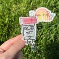 Cartoon Doodle Energy Drink Pink Wildberry - Nurse badge reel, RN, MD ...