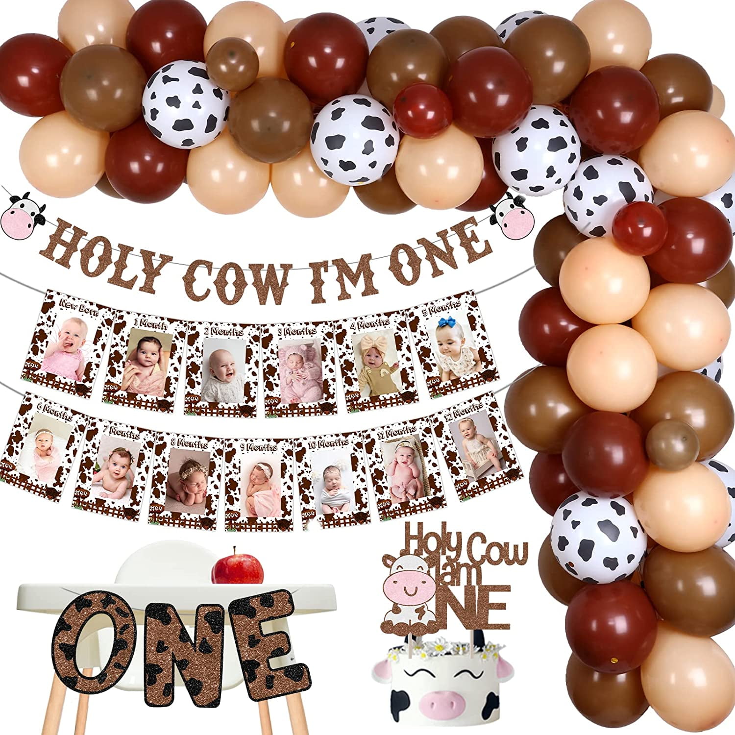 Cow 1st Birthday Decorations, Holy Cow Im One Birthday Decorations Cow ...