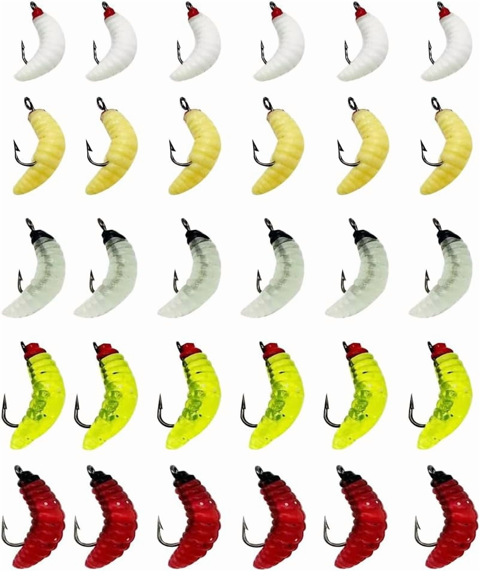 xianyou-30pcs/Box 5 Colors PVC Maggots Fishing Baits Worms with 8 ...