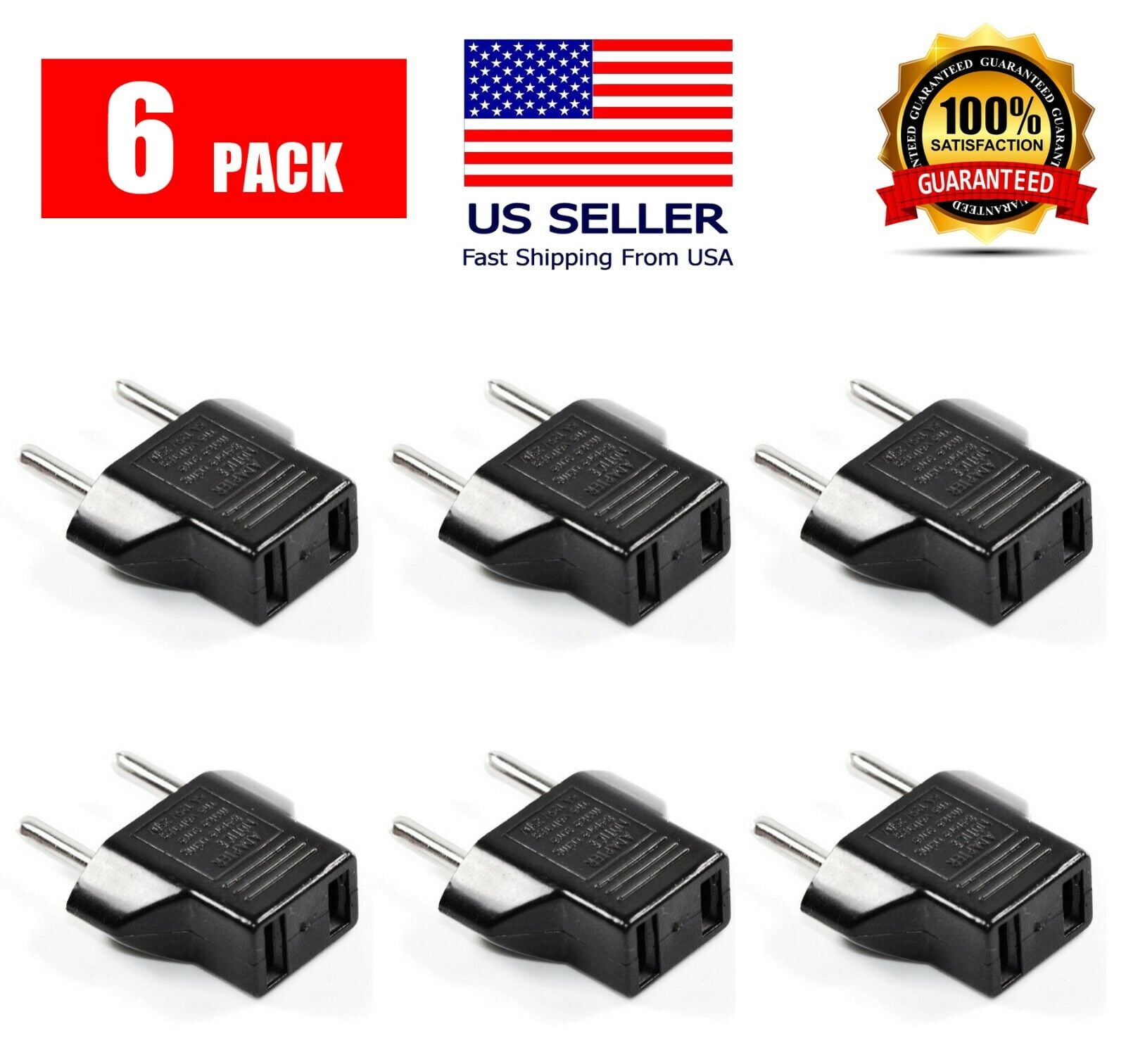 US to EU Adapter US to EU Converter Plug Outlet Converter 250V 6pcs ...
