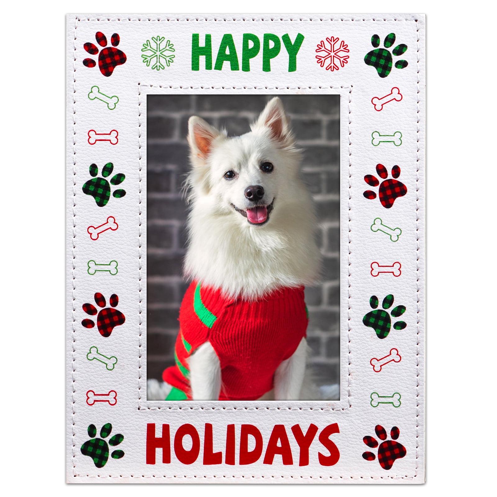 WaaHome Happy Holidays Dog Picture Frame Dog Paw Christmas Picture ...