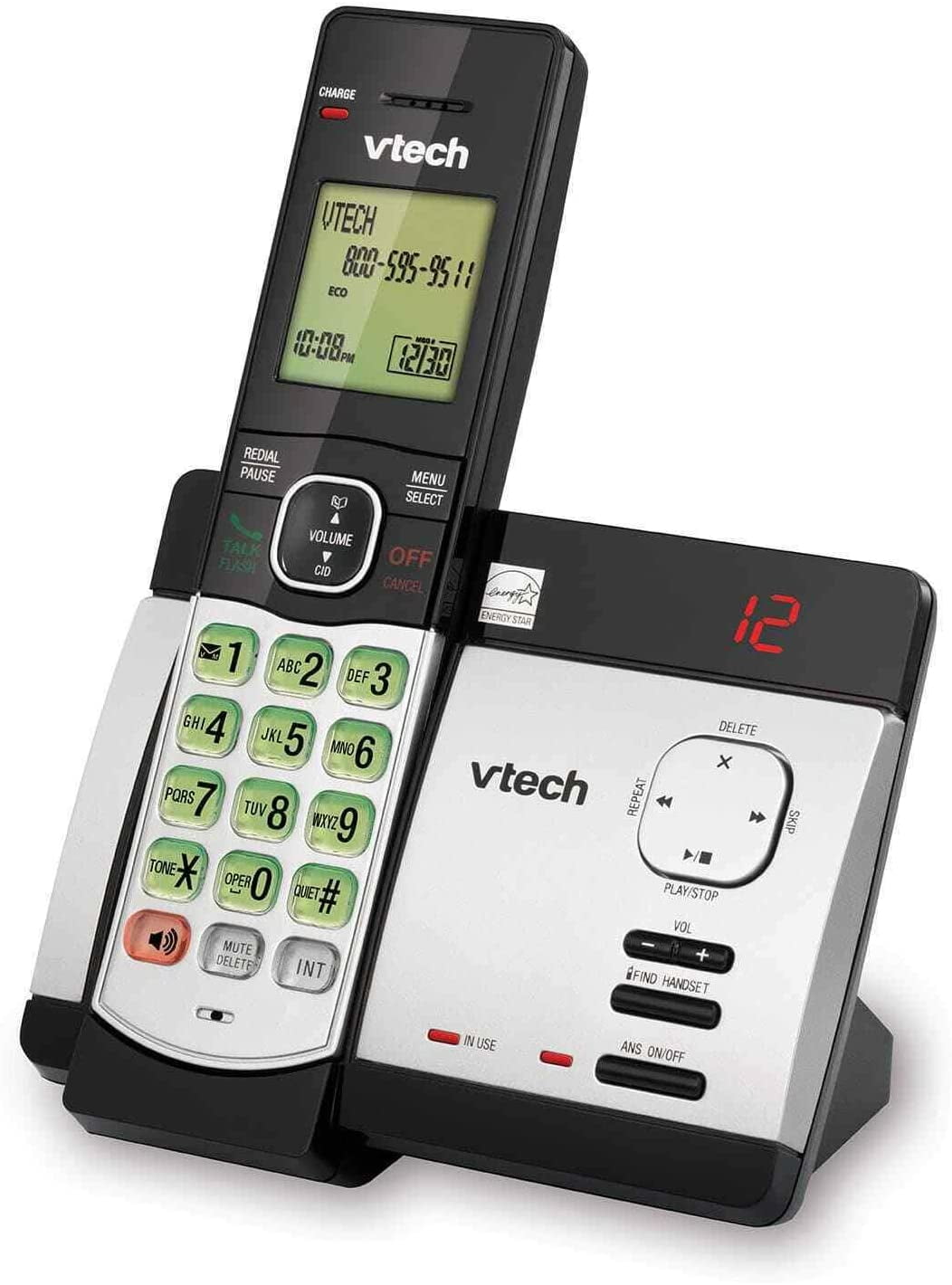 VTech CS5129 DECT 6.0 Cordless Phone, Digital Answering System with ...