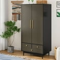 Fiogmub Armoire Wardrobe Closet with 2 Fluted Doors, Wooden Clothes ...