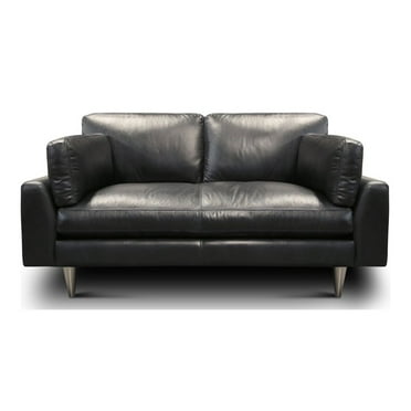 Hello Sofa Home Sienna Mid-Century Modern Top Grain Leather Loveseat in ...