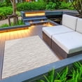 6.5' x 9.5' Gray Contemporary Striped Rectangular Outdoor Area Throw ...