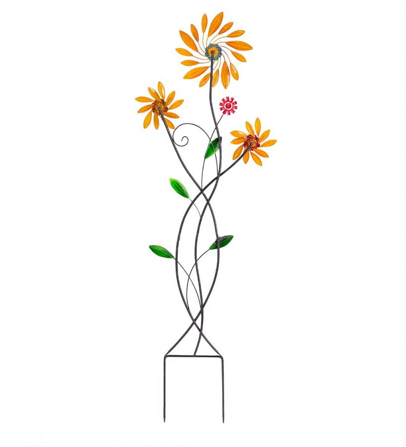 Wind & Weather Spinning Flowers Colorful Garden Stake Wind Spinner ...