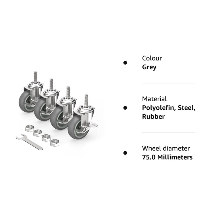 TPR Rubber Casters 4 Pack Threaded Stem Swivel Caster Wheels – Heavy ...