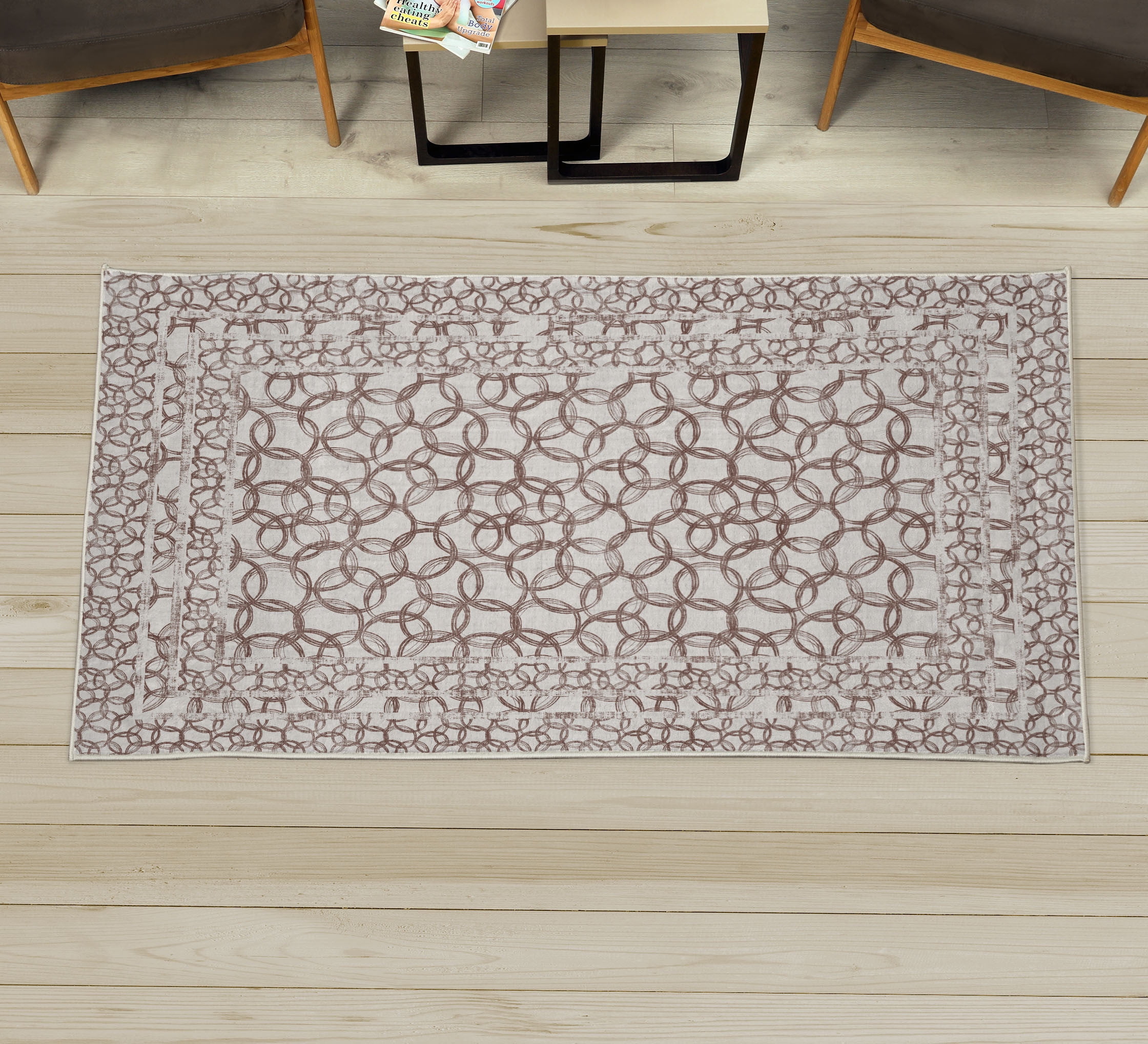 Modern Decorative Rug, Scribble Style Drawing of Repetitive Circles ...