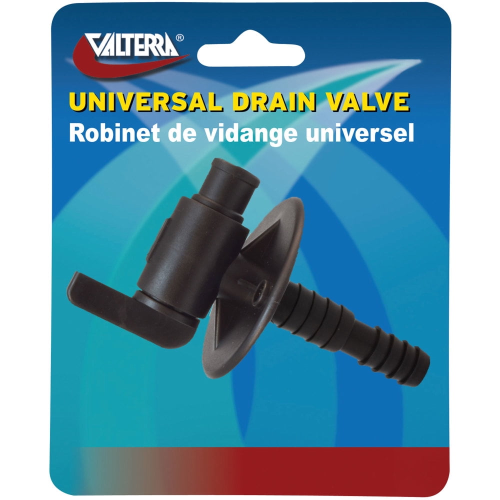 Valterra A01-2025BKVP Universal Drain Valve - Barbed, Black (Carded ...
