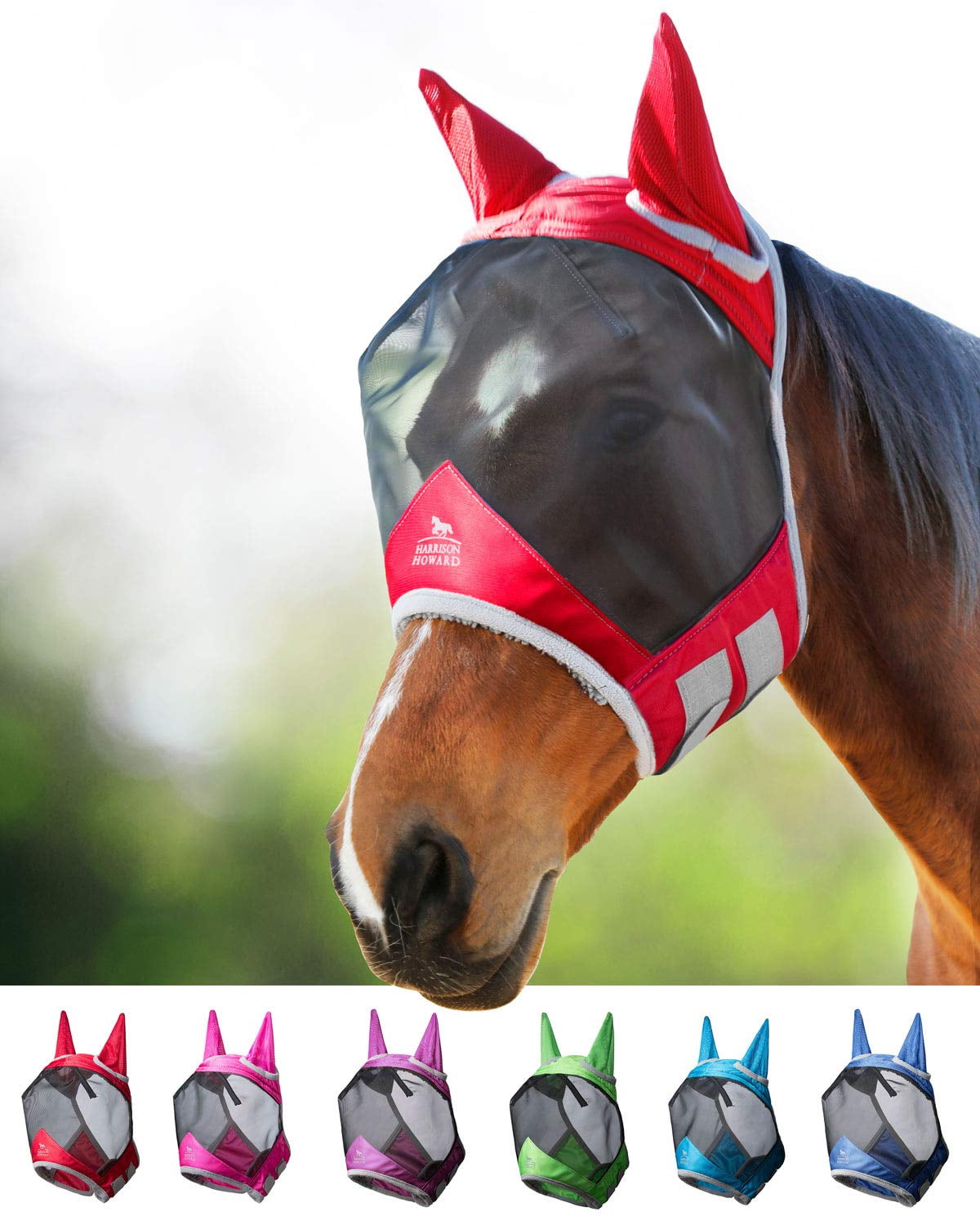 Harrison Howard CareMaster Pro Luminous Horse Fly Mask Standard with ...