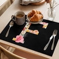 Black Letter F Flower Cotton Linen Placemats Set of 2, Watercolor ...