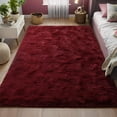 Fluffy Burgundy Red 6x9 Area Rugs for Living Room, Extra Large Dark Red ...