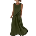 DPTALR Women's Round Neck Sleeveless Color Block Trim A Line Maxi Dress ...