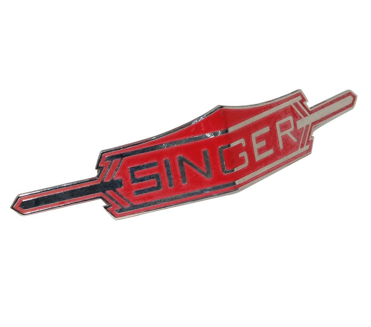 Singer Badge Decal Steel Red Chrome For Vintage Car 1905 to 1970 ...