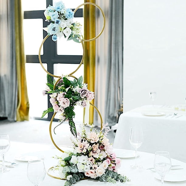BalsaCircle 3 ft Gold Metal Hoops Pillar Stand Backdrop Decoration ...