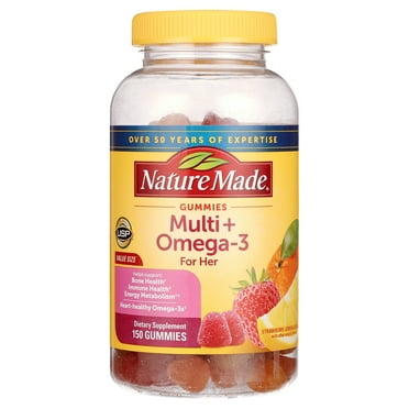 Nature Made Multivitamin Plus Omega 3 & Fish Oil Chewable Gummies, 140 ...
