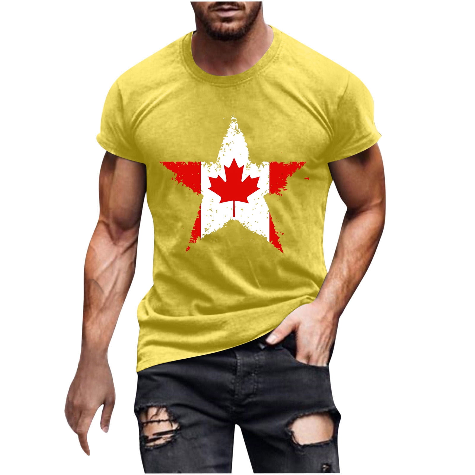 Click here for Amzcrzy Mens T-Shirts M-3xl Fashion Maple Leaf Pri... prices