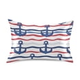 Blue Anchor Pattern Pillow Case Queen Size Silky Satin Pillow Cover for ...