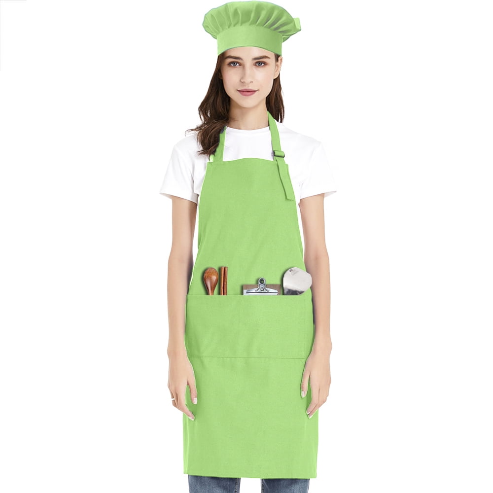 Toptie Cotton Canvas Adjustable Apron Chef Hat Set for Men and Women ...