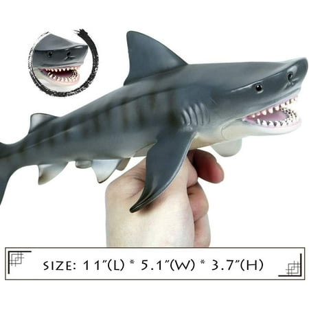 11 Inch Large Tiger Shark Toy, Plastic Ocean Animal Figurine Realistic ...