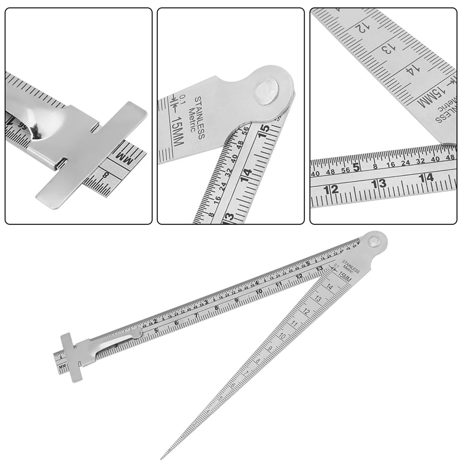 Depth Gauge, Stainless Steel Welding Taper Gauge Portable Depth Ruler ...