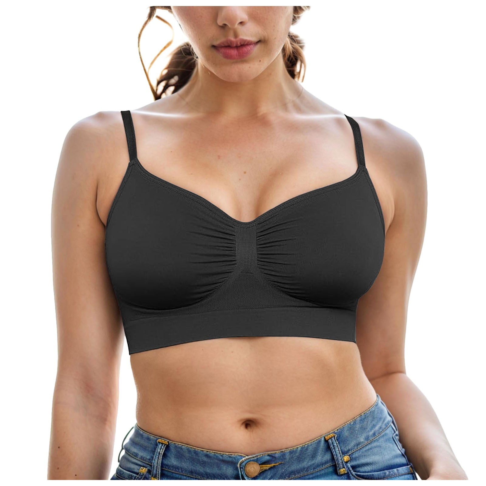Kogui Sports Bra High Support Womens Racerback Sports Bra - U Neck Medium Impact Padded Wireless Workout Gym Crop Top (Black xxl) Xxl