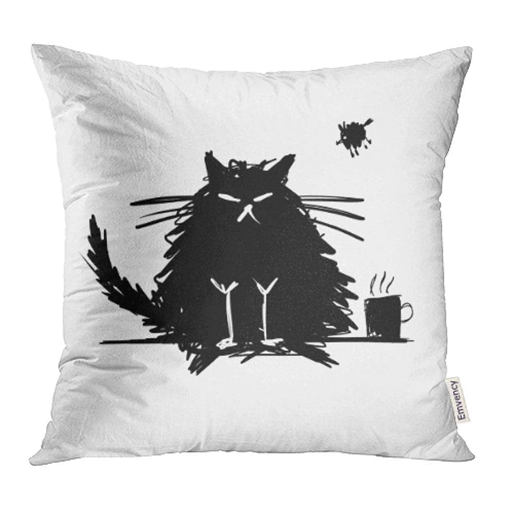 CMFUN Coffee Funny Cat Black Silhouette Sketch for Your Design Bad ...