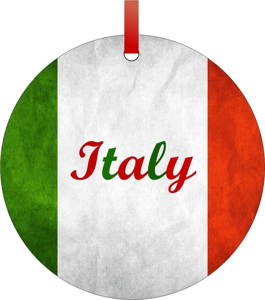 Italian Flag-Italy Flat Round - Shaped Christmas Holiday Hanging Tree ...