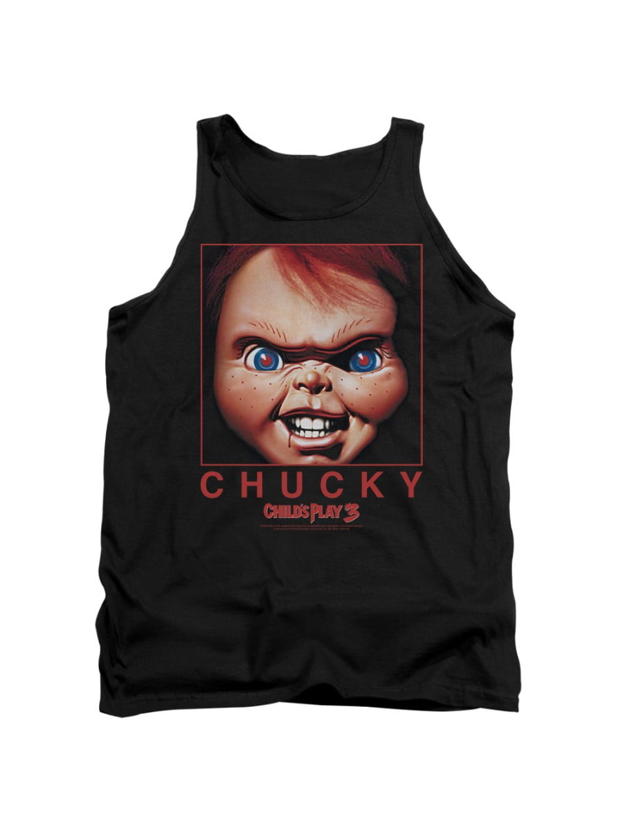 Child's Play 3 Horror Film Chucky Box Close Up Adult Tank Top Shirt ...