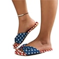Women's Patriotic Flip Flops, American Flag Print Bow Flat Sandals, Red ...