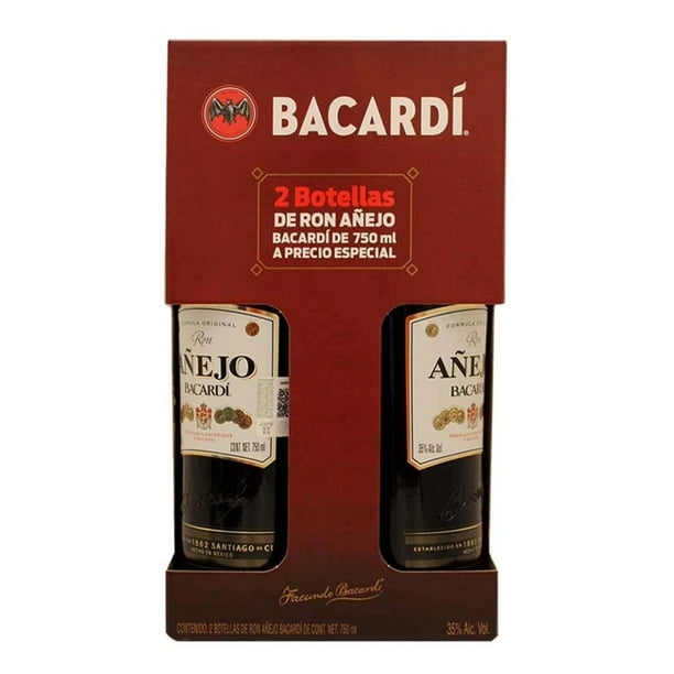 Pack de 6 Bacardi Ron Añejo Bipack 750 ml | Walmart en línea
