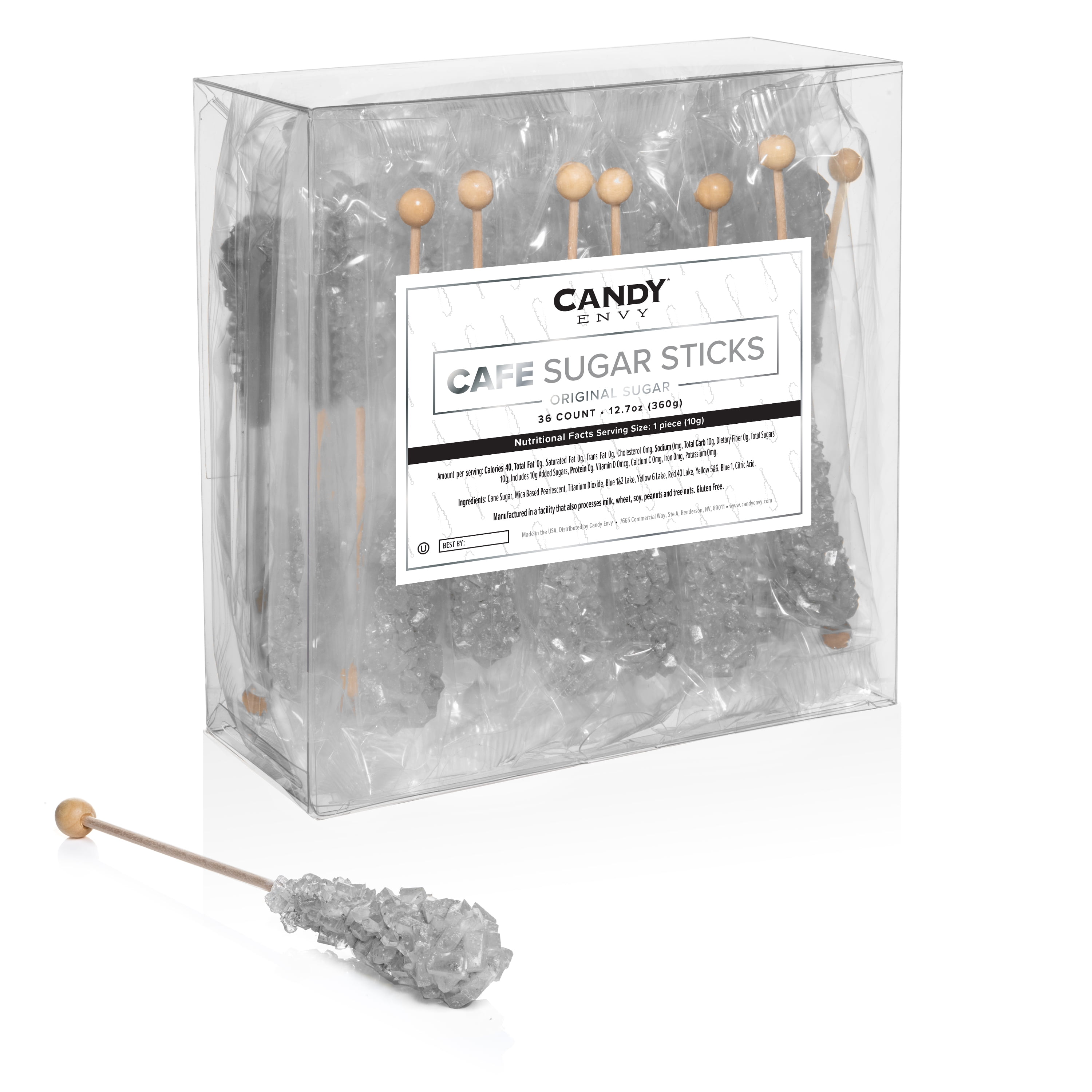 Candy Envy Silver Cafe Sugar Sticks, 36 Individually-Wrapped Sugar ...